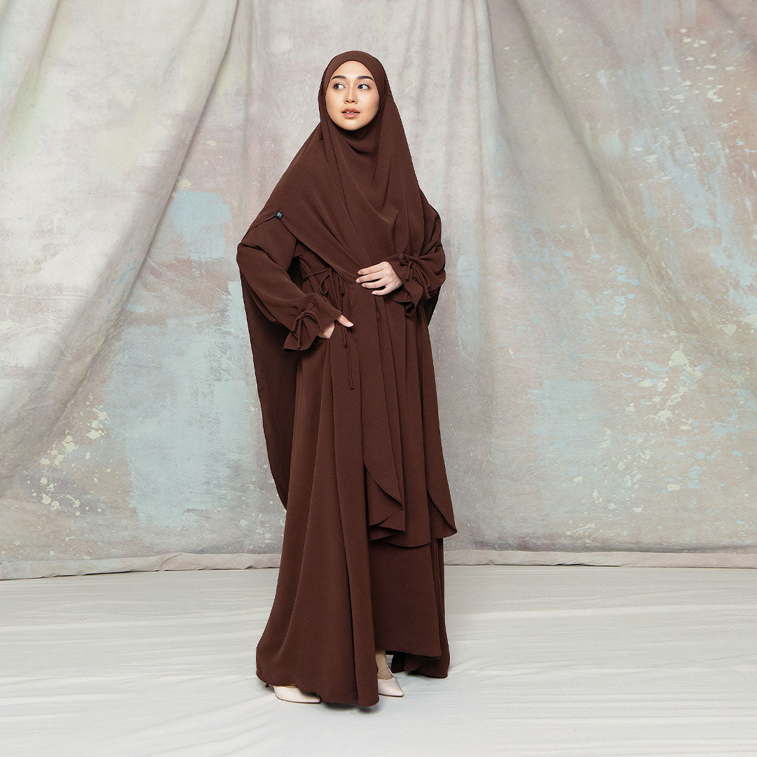 Alina Abaya Set Lozy x Cut Syifa Mahogany L