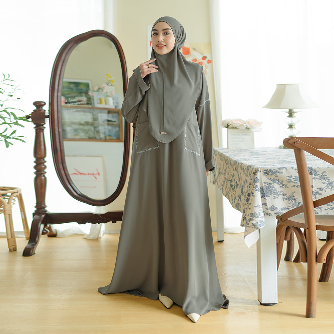 Sahla Abaya Set Stone Gray – Lozy