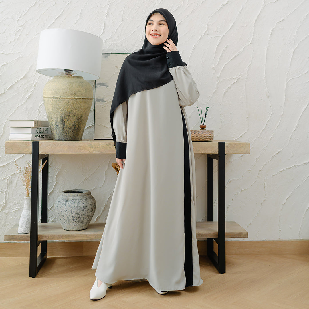 Saraya Abaya Grey Cream – Lozy