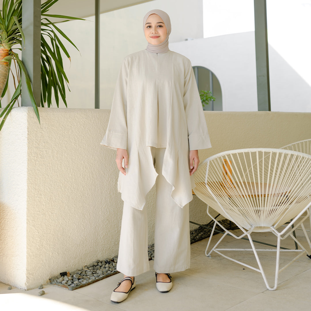 Zara Linen Set Cream – Lozy