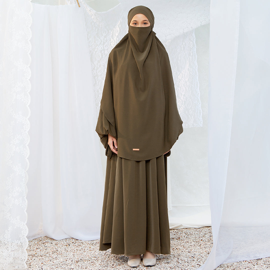 Mida Abaya Khimar Set in Deep Army (Lozy x Hamidah)