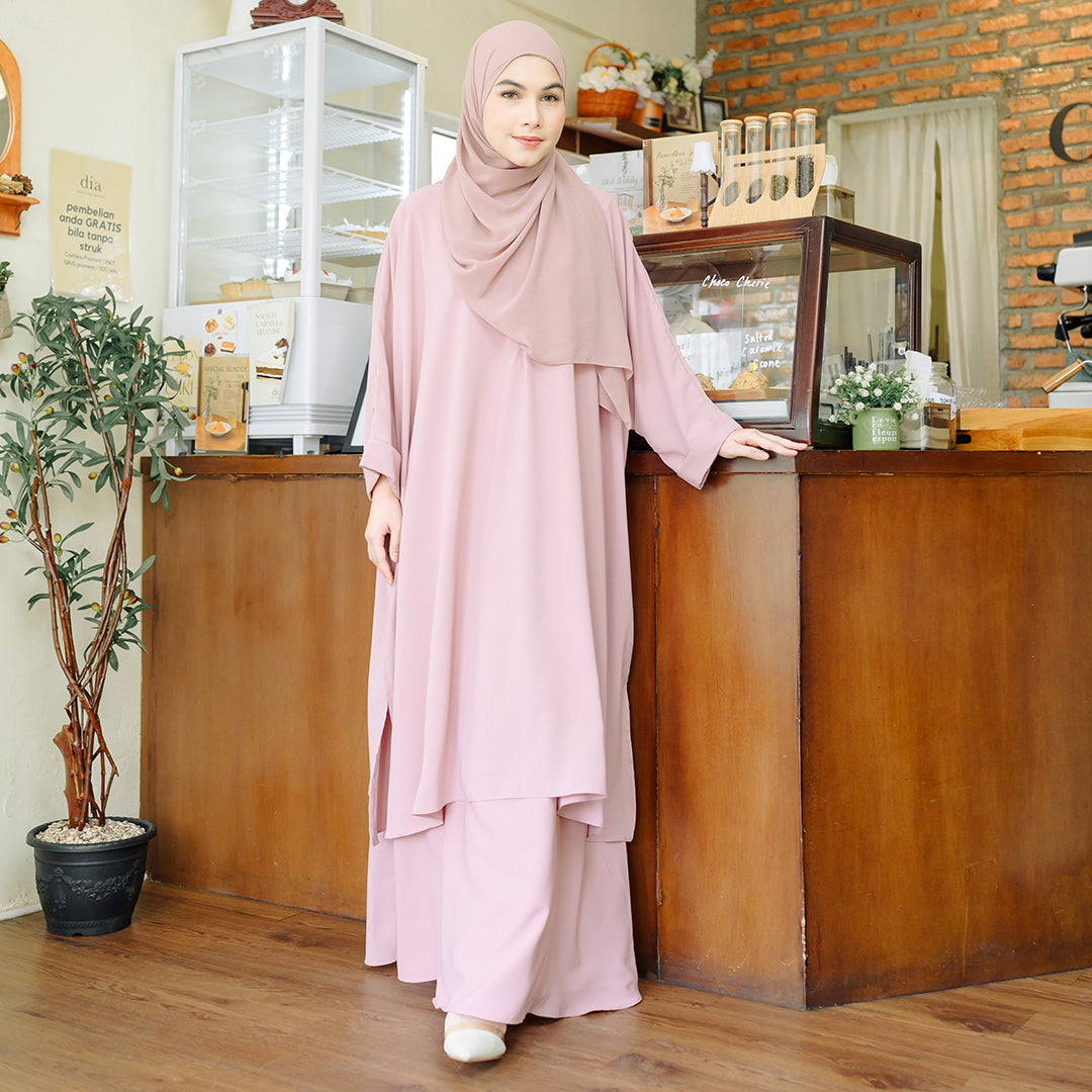 Haifa Tunik Set Soft Pink (New Material) – Lozy
