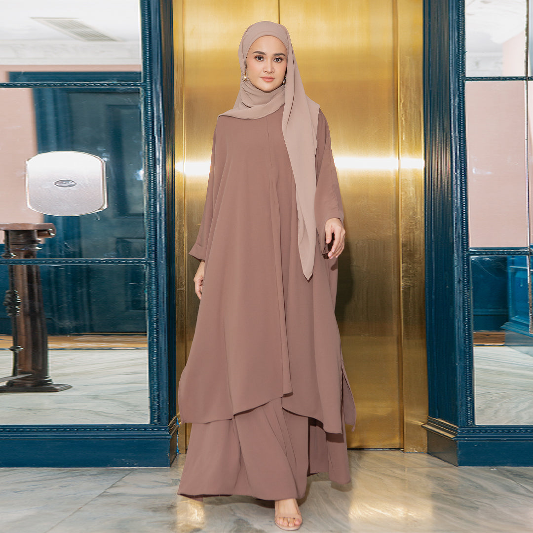 Haifa Tunik Set Brown (New Material) – Lozy