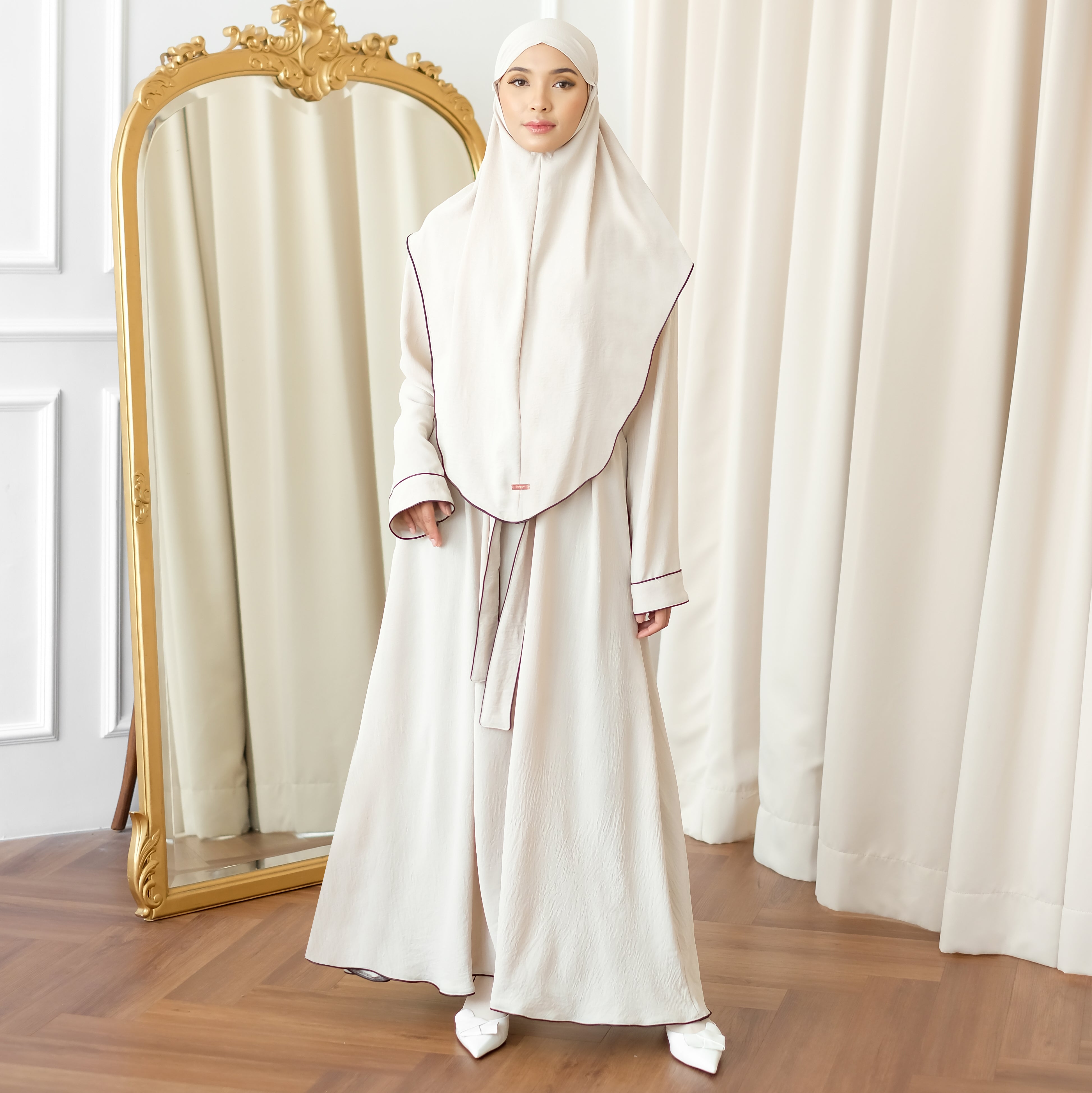 Hafiza Abaya Set Ivory – Lozy