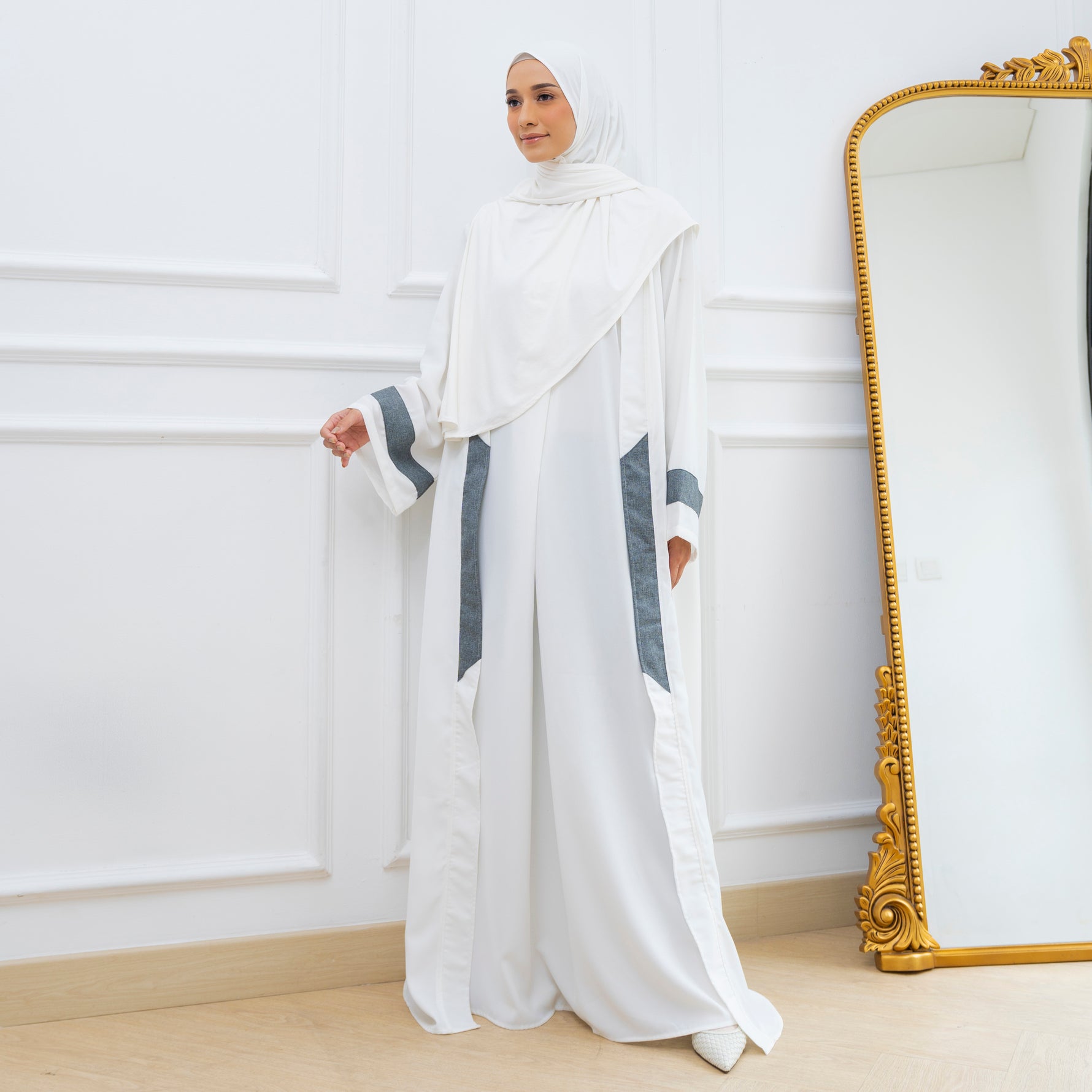 Faaza Abaya Set (One Set Gamis Syari) Broken White L-XL – Lozy
