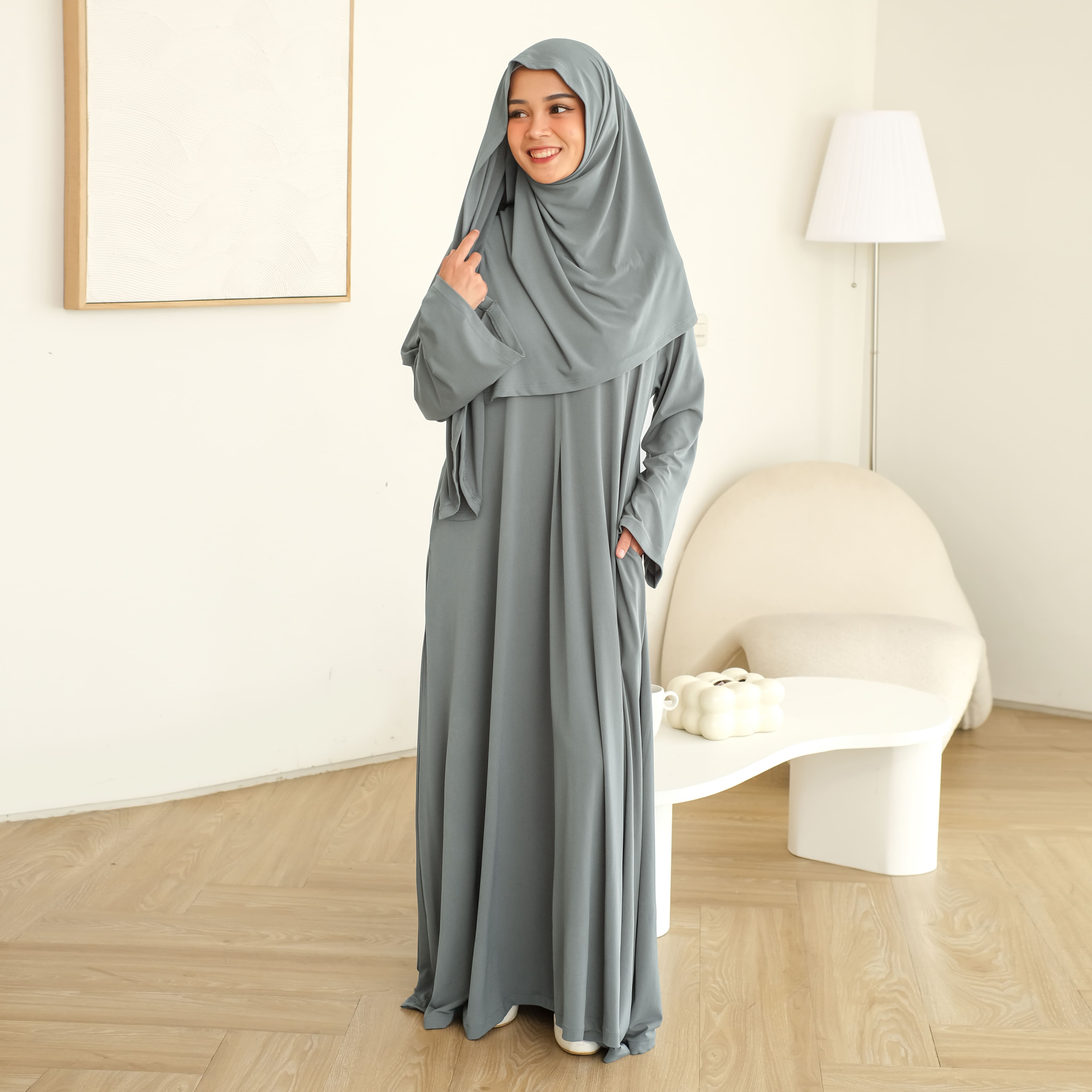 Sadiqa Abaya Set Stone Grey – Lozy
