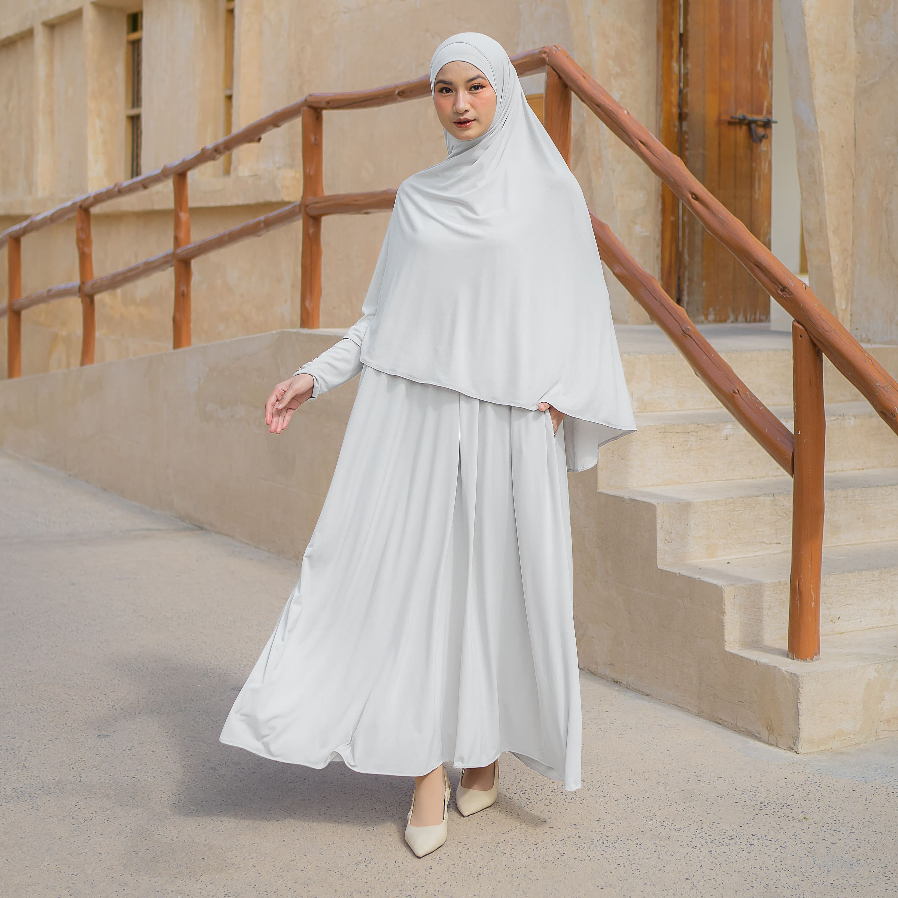 Hafisa Abaya Set Light Grey – Lozy