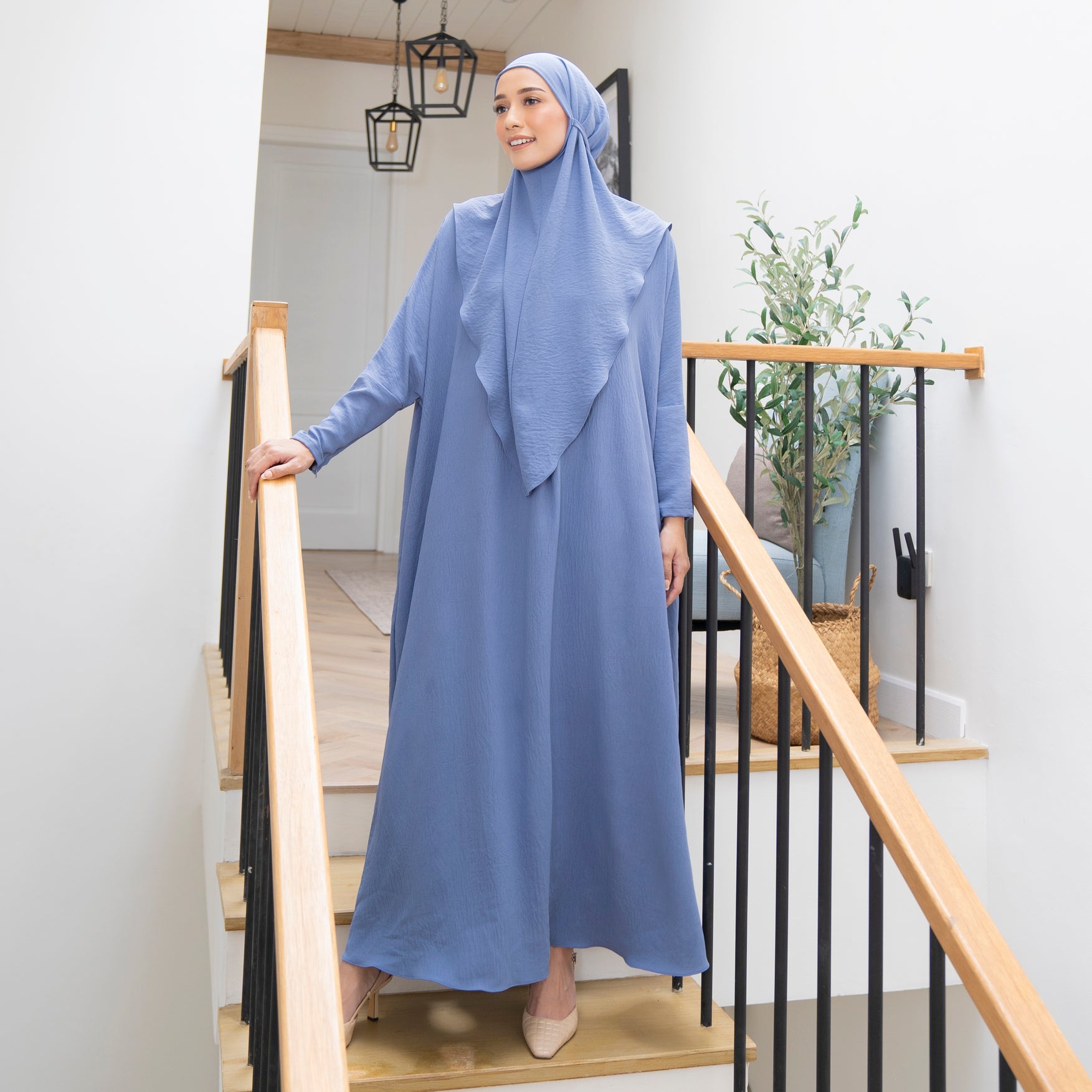 Hafsha Abaya Set Steel Blue – Lozy
