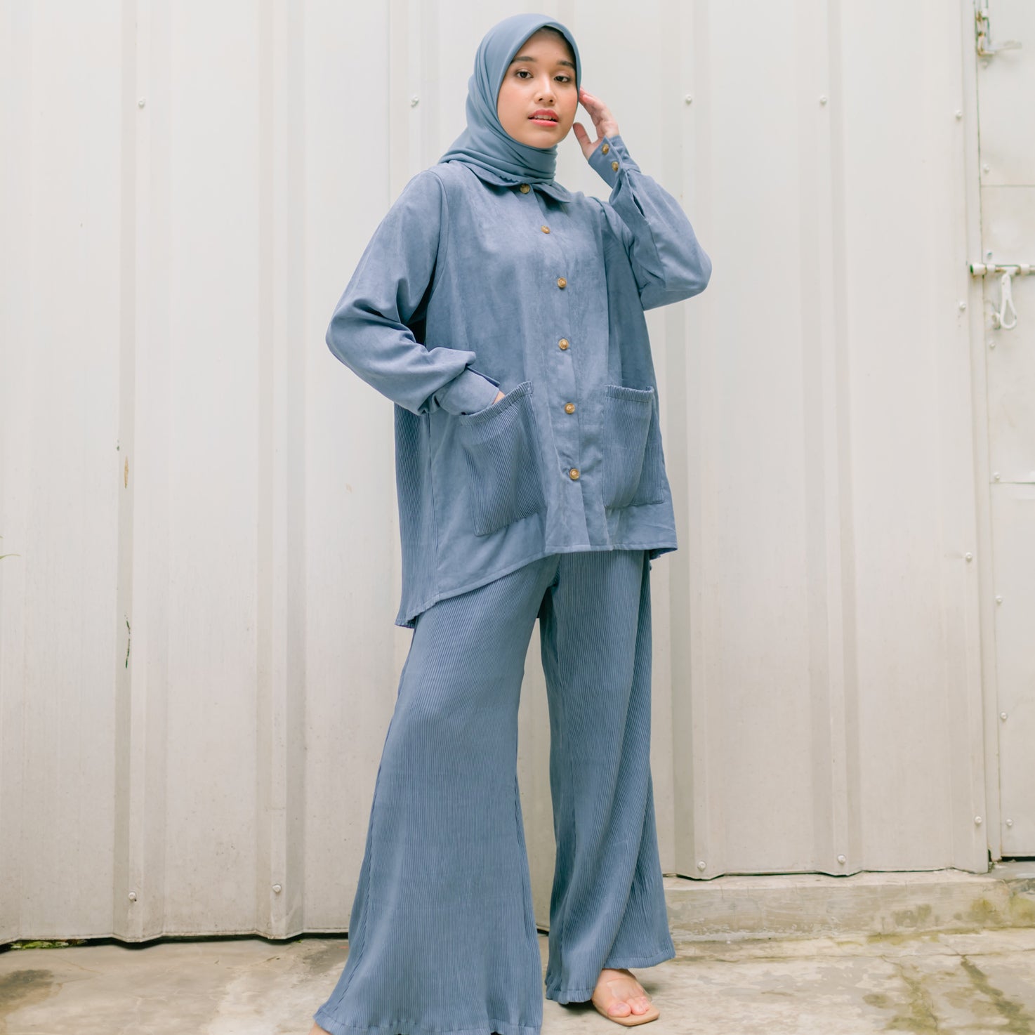 Nuna Set (Set Plisket) Soft Denim – Lozy