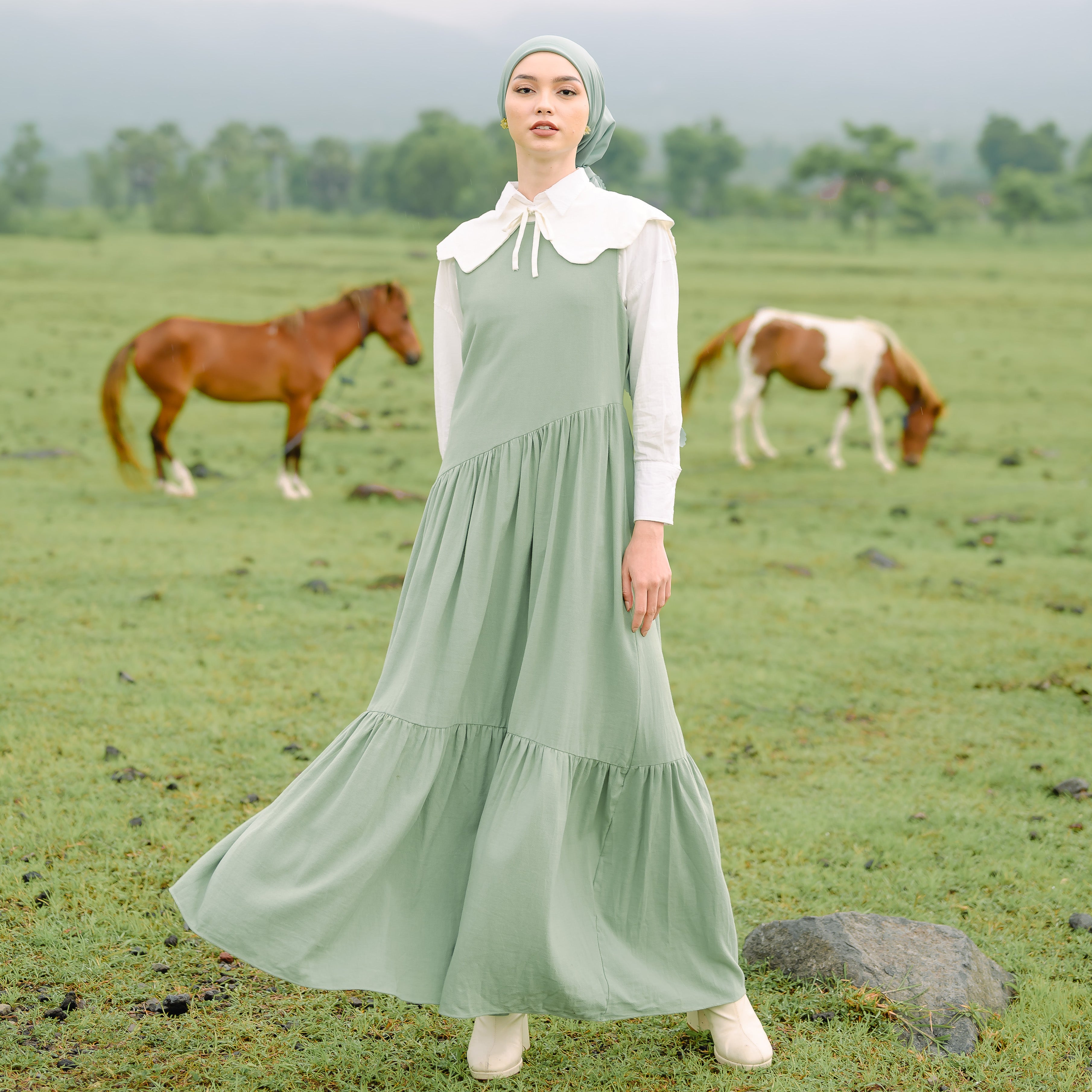 Savana Dress Green Pastel – Lozy